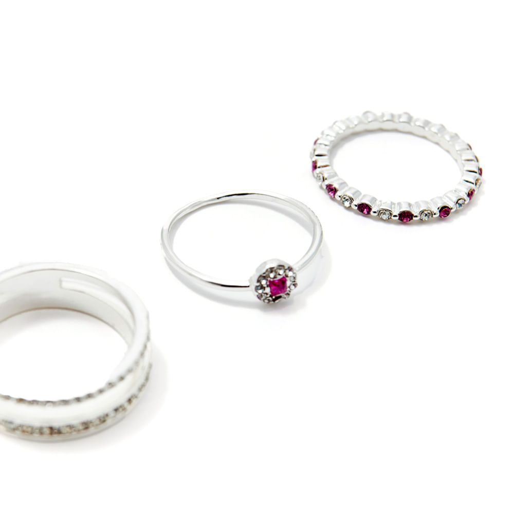 Set de 4 anillos plateados para mujer - Siman El Salvador