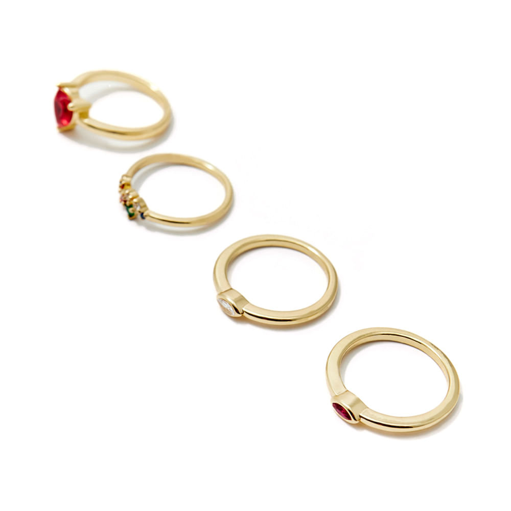 Conjunto de anillos con baño de oro para mujer - Siman Guatemala