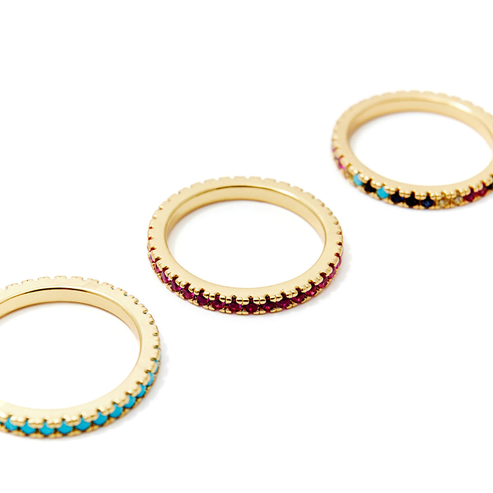 Set de 3 anillos infinitos dorados para mujer - Siman El Salvador