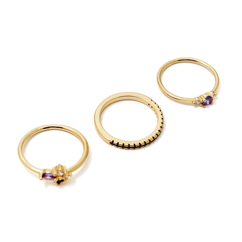 Set de 3 anillos dorados para mujer - Siman El Salvador