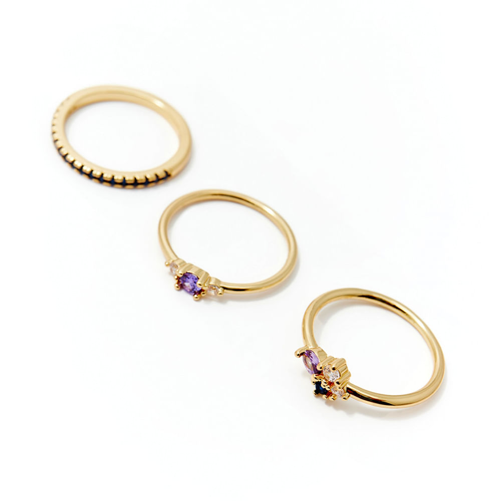 Set de 3 anillos dorados para mujer - Siman El Salvador