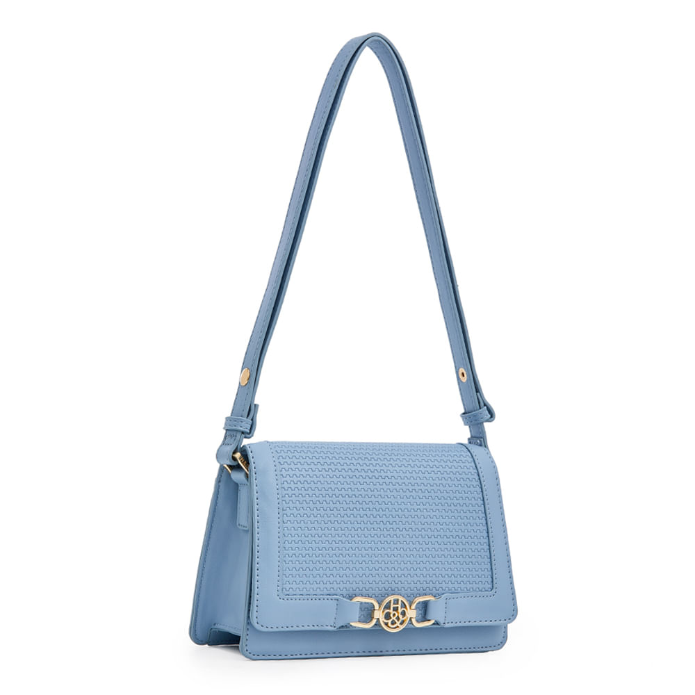 Cartera crossbody H&Co color celeste para mujer