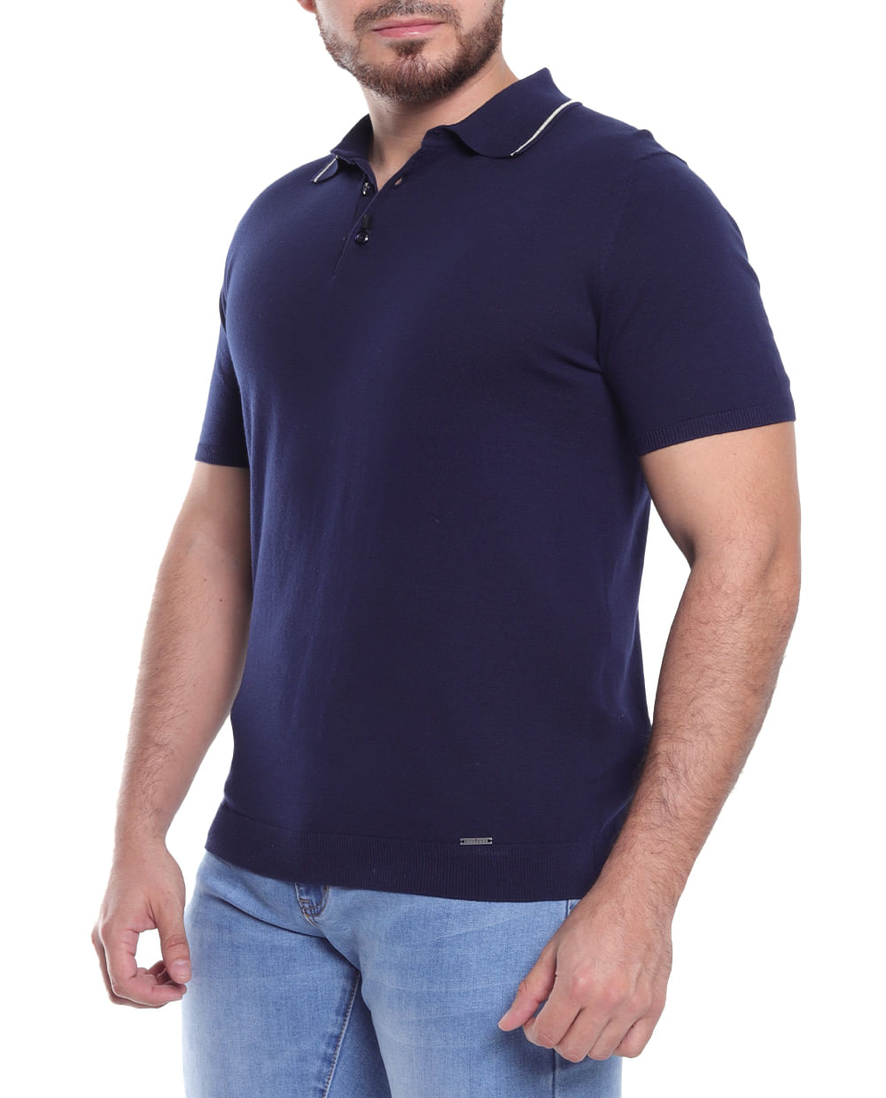 Camisa polo Puro Ego navy con textura para hombre