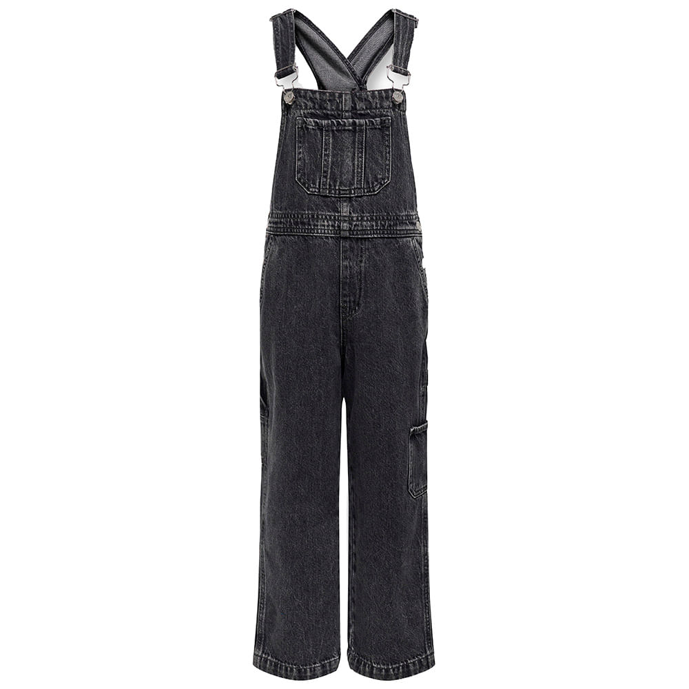 Overall corte wide leg kogdaffy washed black de niña - Siman Costa Rica