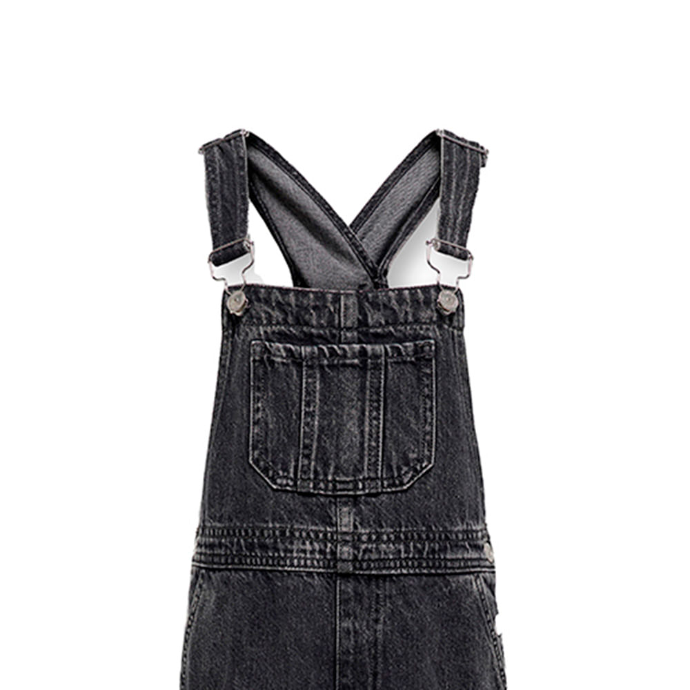 Overall corte wide leg kogdaffy washed black de niña - Siman Costa Rica