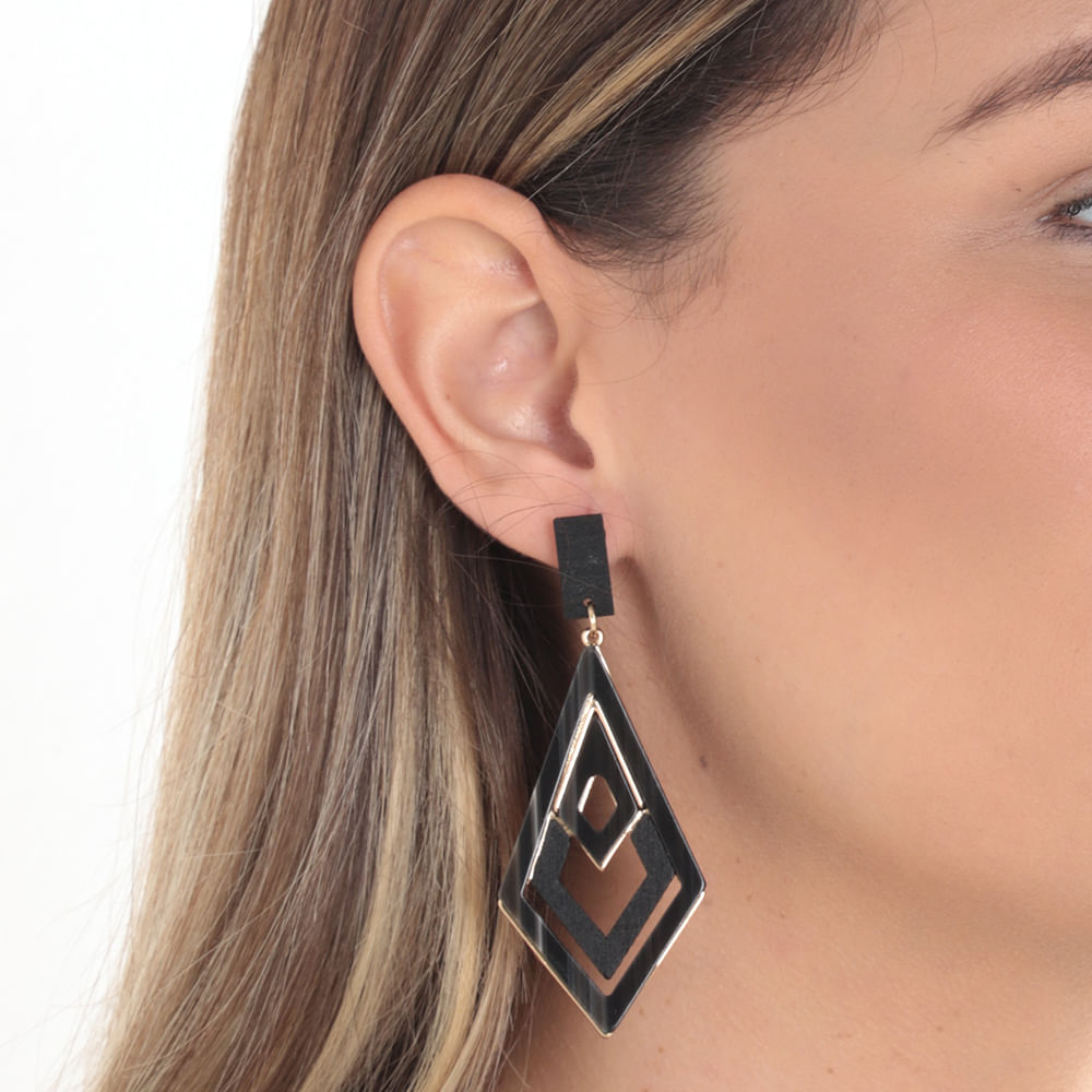 Aretes largos negros para dama - Siman Costa Rica