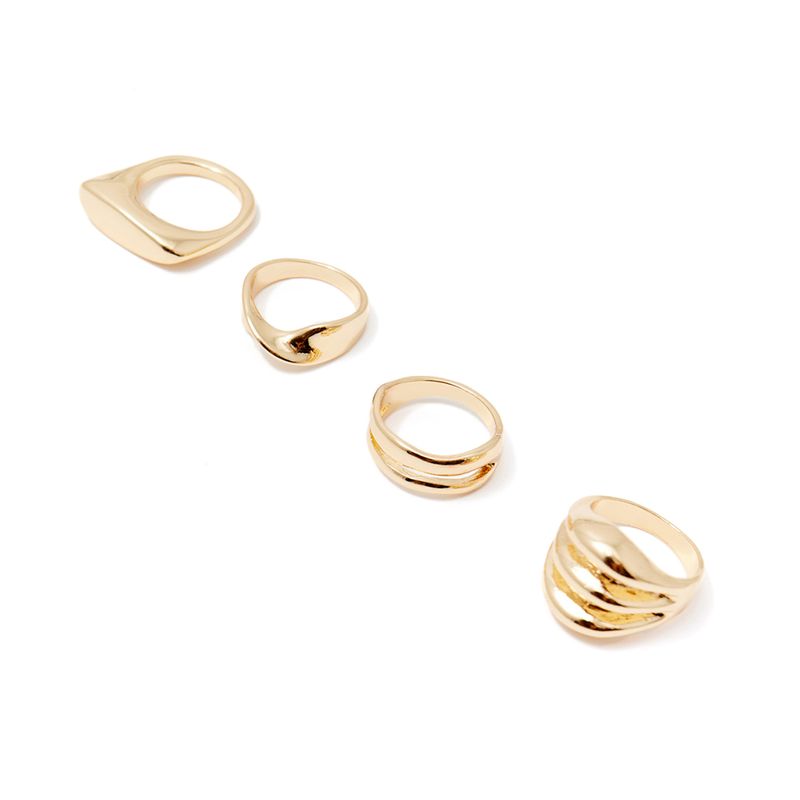 Set de 4 anillos dorados para mujer - Siman El Salvador