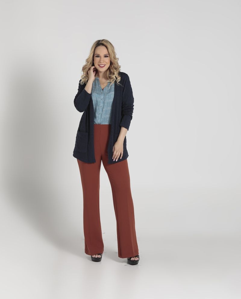 Sueter cardigan textura azul oscuro