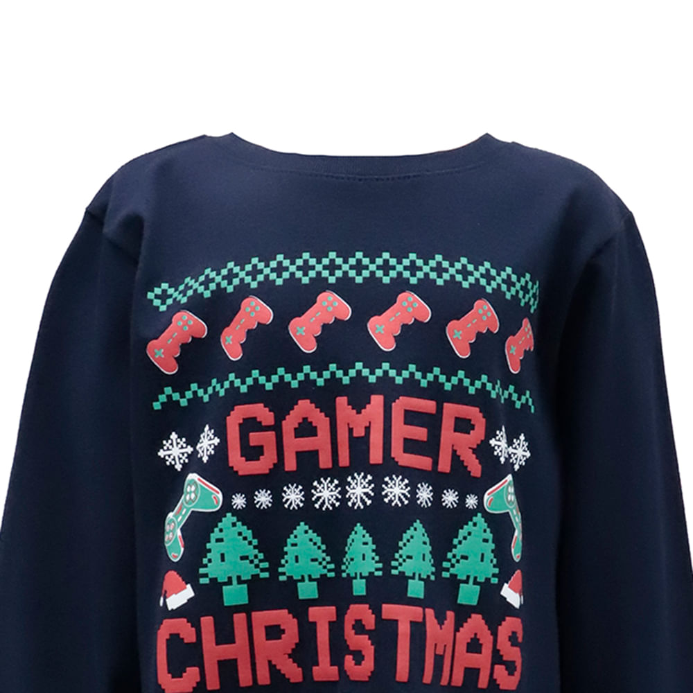 Camiseta manga larga estampada gamer christmas/navy - Siman El Salvador