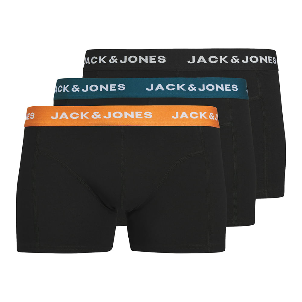 Pack de 3 boxers briefs Jack & Jones negros sólidos para hombre