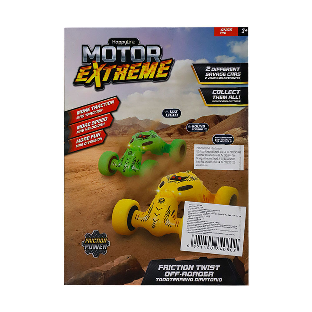Motor extreme vehículo todoterreno c/ fricción twist con luz y sonido