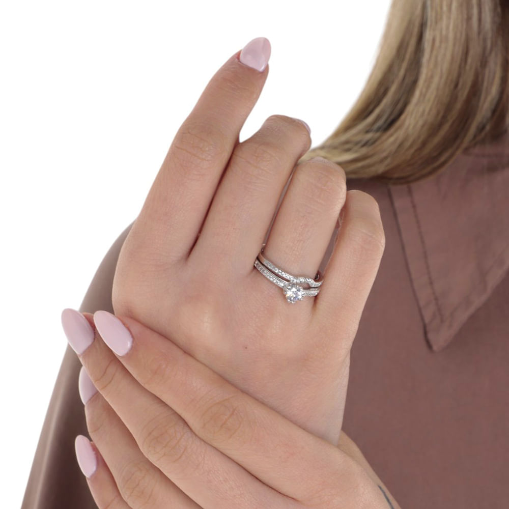 Set de dos anillos de plata en plateado talla 7 para mujer - Siman ...