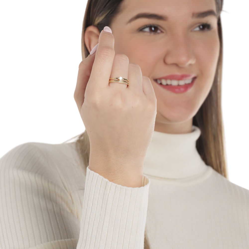 Anillo triple de plata en dorado talla 8 para mujer - Siman Costa Rica