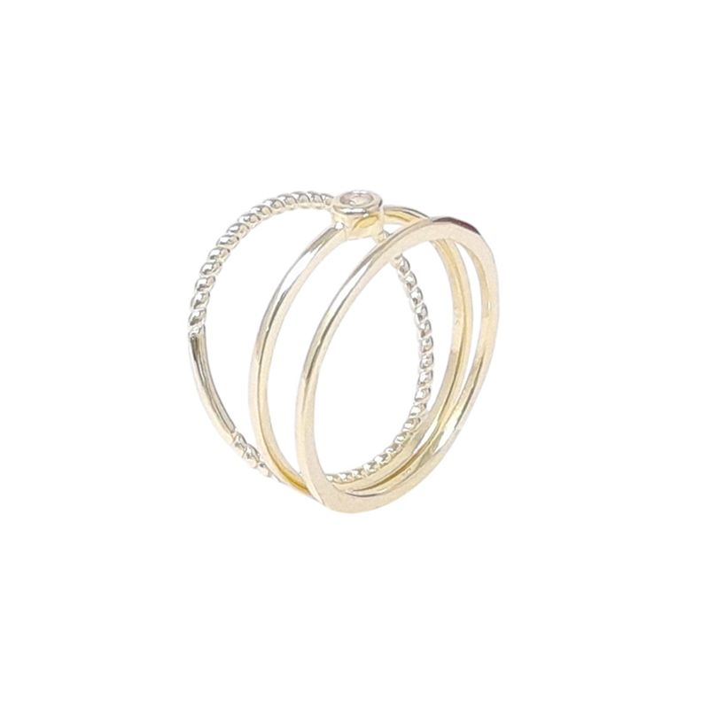 Anillo triple de plata en dorado talla 8 para mujer - Siman Guatemala