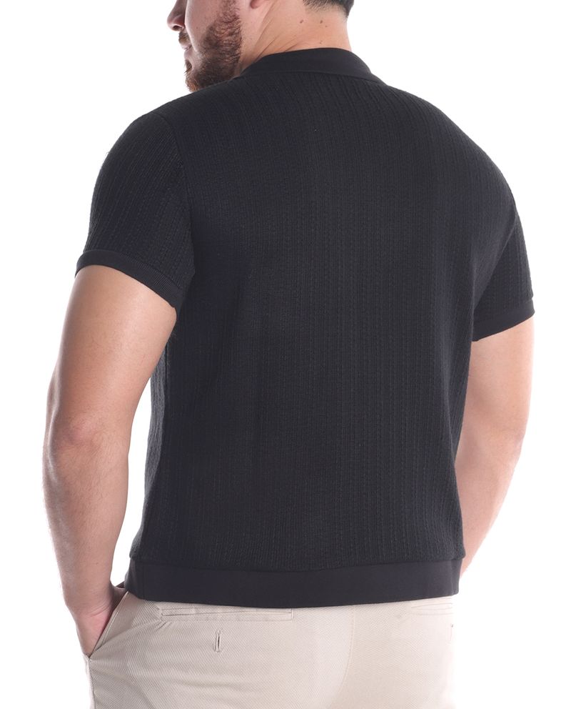 Camisa polo básica Unexpected negra con textura para hombre - Siman ...