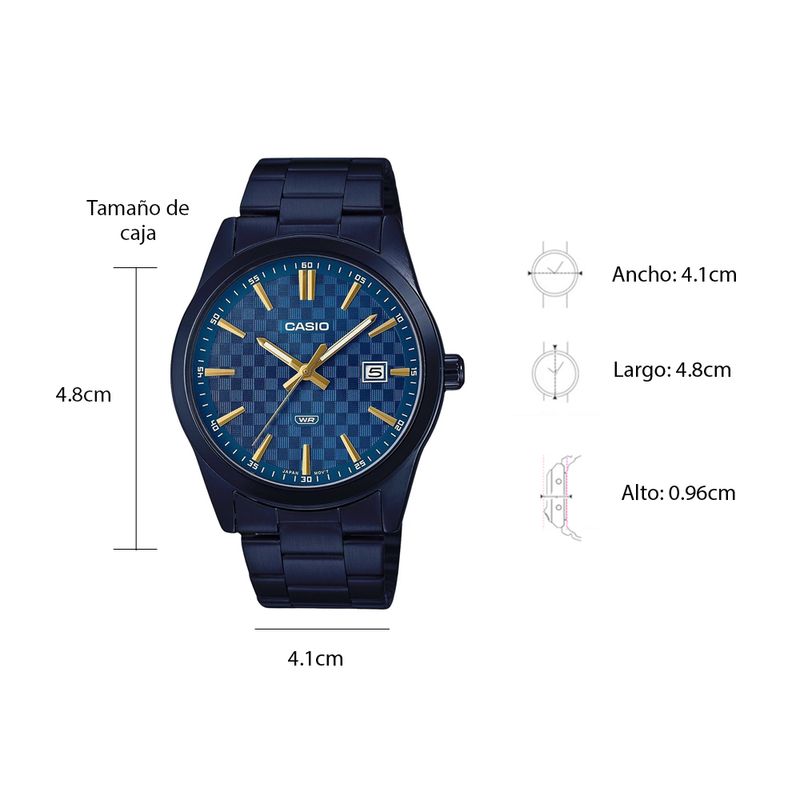 Reloj Casio análogo de acero en azul negro para hombre - Siman El Salvador