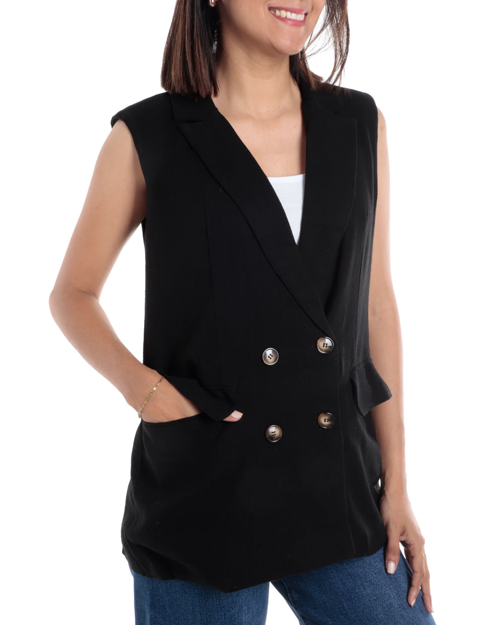 Chaleco Sabrina negro para mujer - Siman Costa Rica