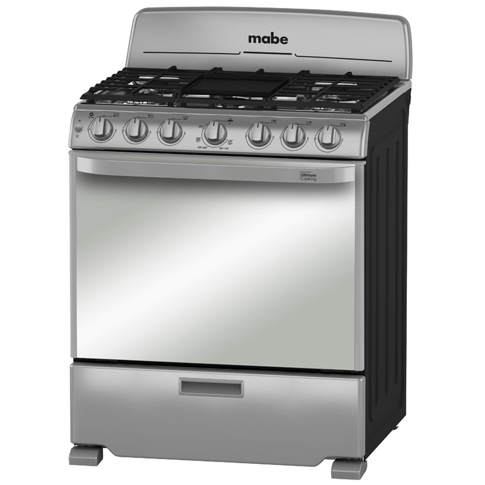 Cocina 6 quemadores con horno a gas 76 cm (30") EM7659BFIX2 Mabe ...