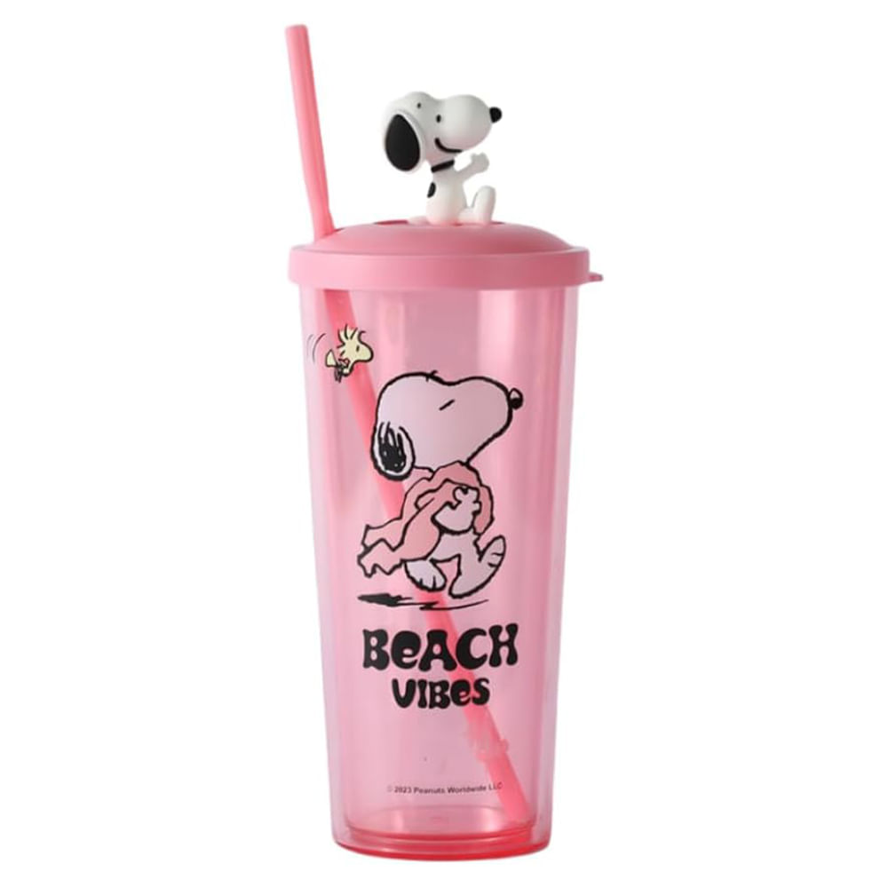 Vaso con tapa y pajilla Peanuts Snoopy 450 ml - Siman Costa Rica