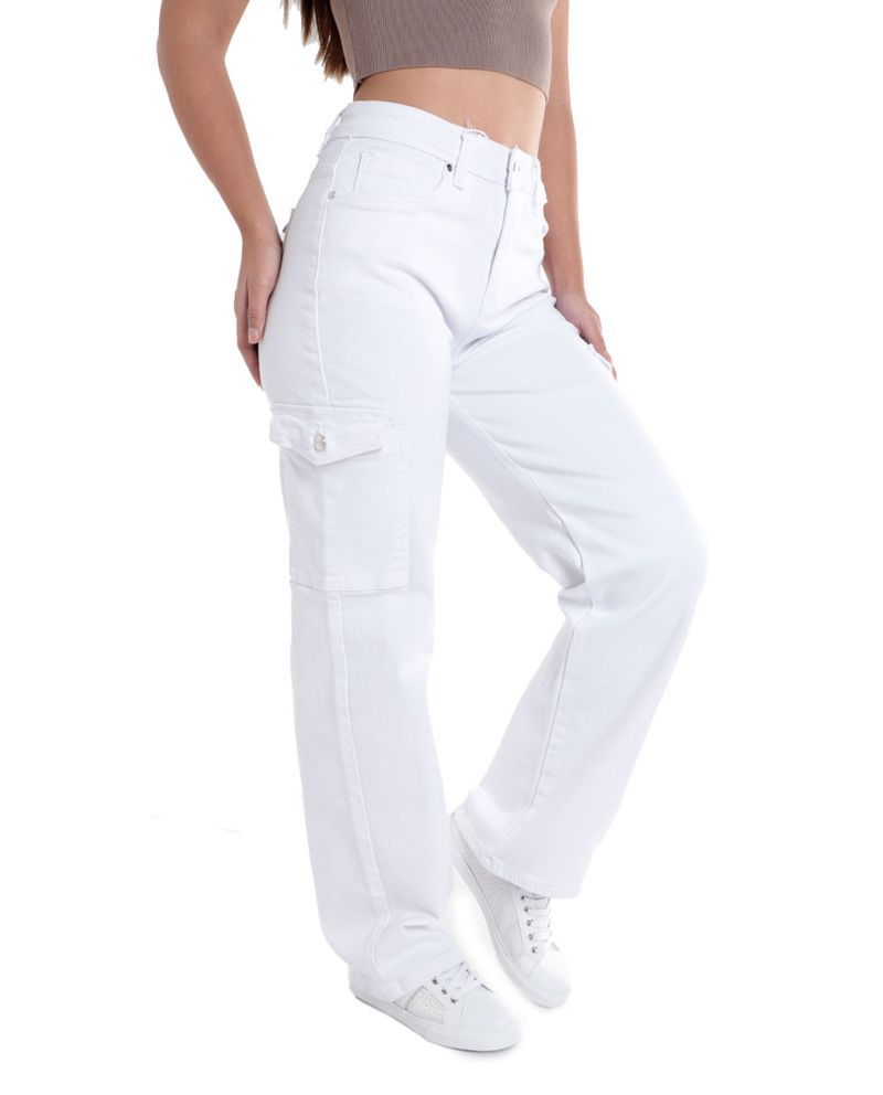 Jeans Most Wanted cargo blanco de cintura alta para mujer - Siman Costa ...
