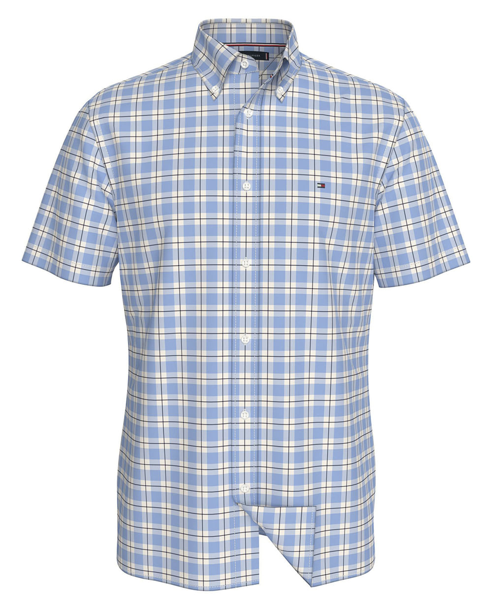 Camisa Tommy Hilfiger regular fit celeste cuadriculada para hombre - Siman El Salvador