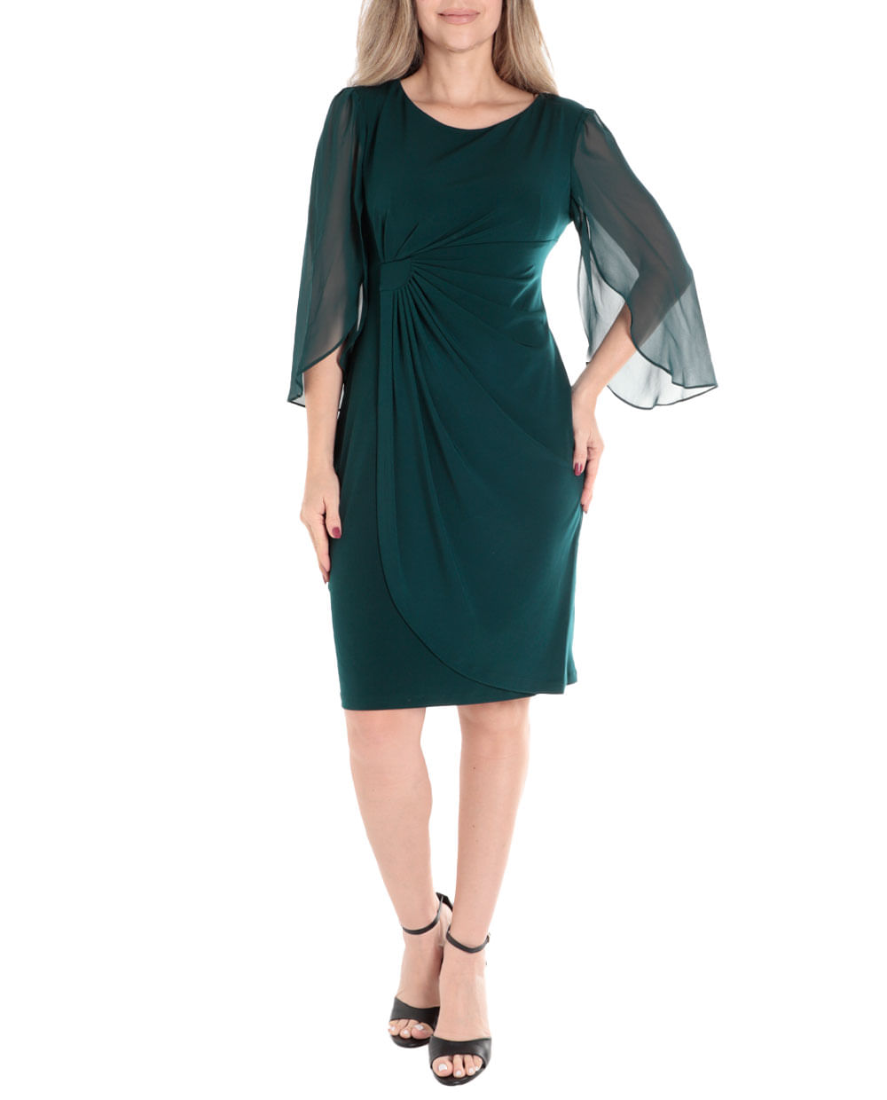 Vestido Connected Apparel formal verde manga 3/4 para mujer - Siman ...