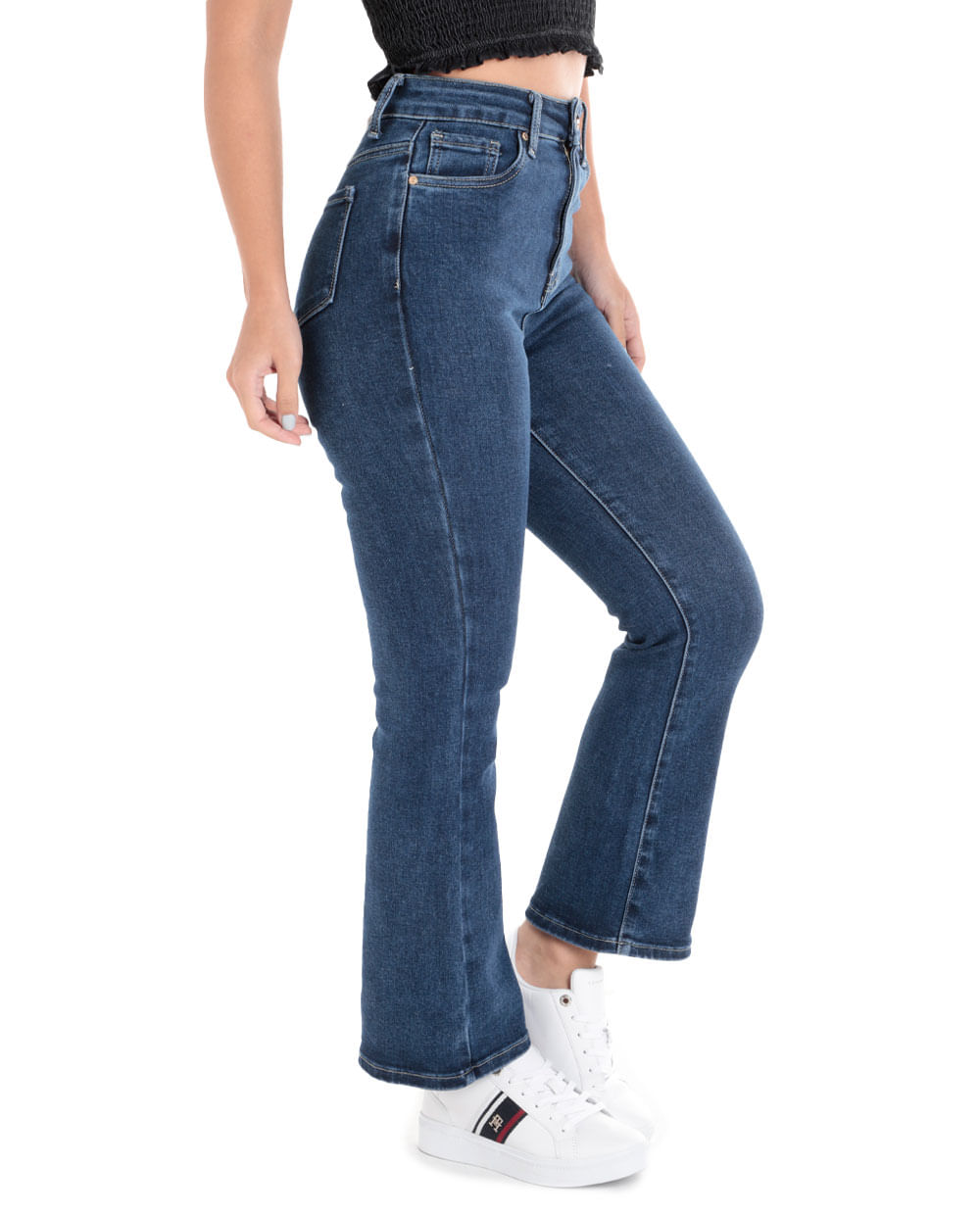 Jeans Stefany Moda flare azul cintura alta para mujer - Siman El Salvador