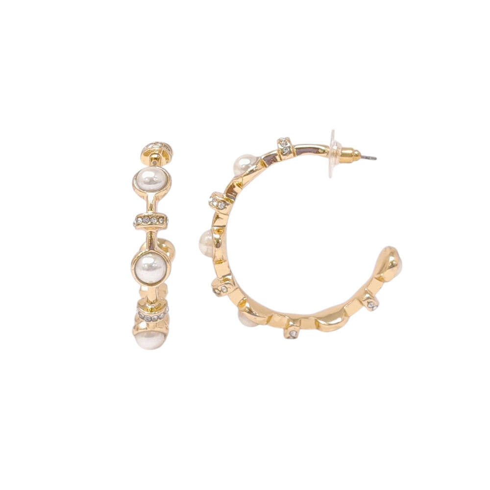 Aretes hoops con perla dorados para mujer - Siman Guatemala