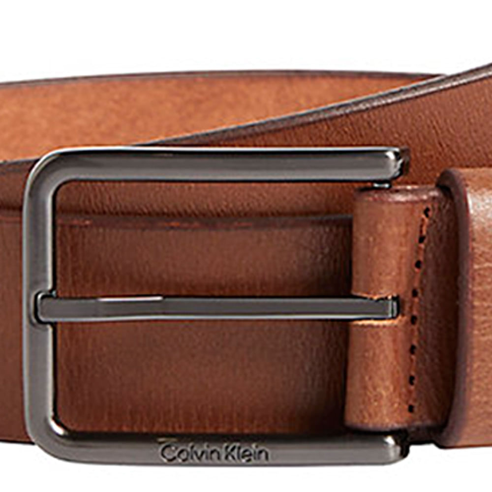 Cinturón tradicional Calvin Klein café claro de cuero para hombre ...