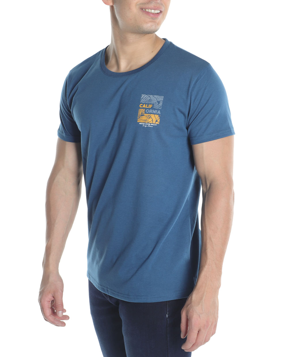 Camiseta Orange navy estampado California para hombre - Siman Costa Rica