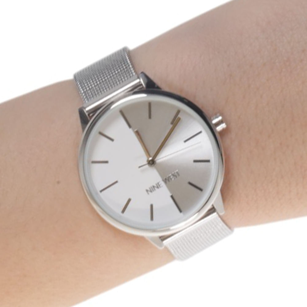 Reloj Nine West análogo metálico plateado para mujer - Siman Costa Rica