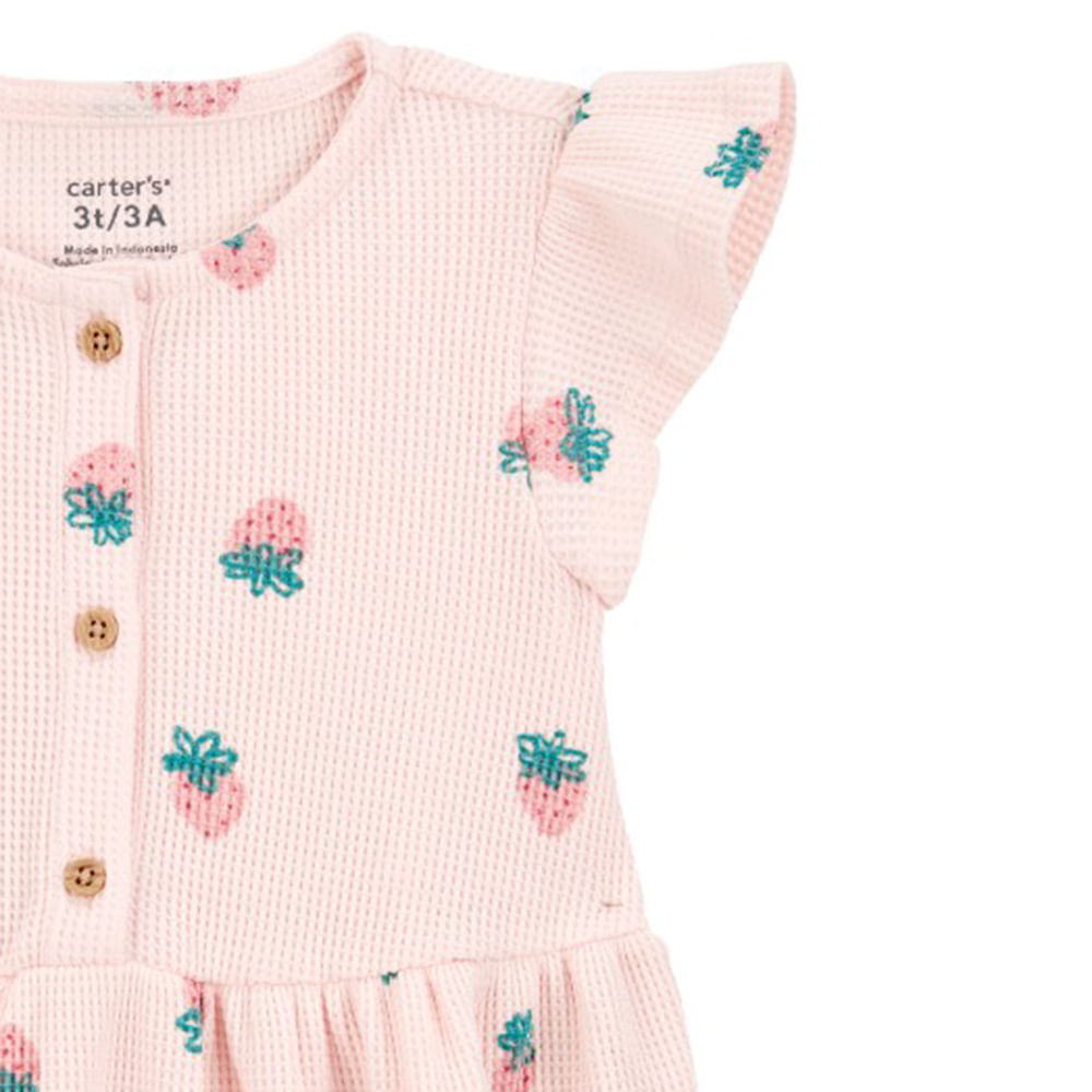 Vestido rosado con estampado de fresas para niña - Siman El Salvador