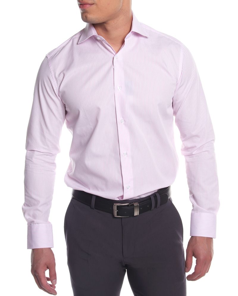 Camisa formal PuroEGO custom fit rosada rayada para hombre - Siman ...