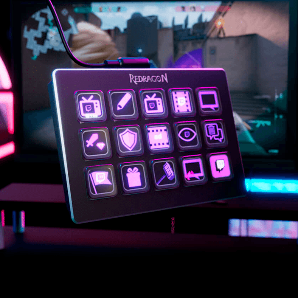 StreamCraft Redragon, Deck Controlador 15 Botones, LCD, USB, SS-550 - Siman El Salvador