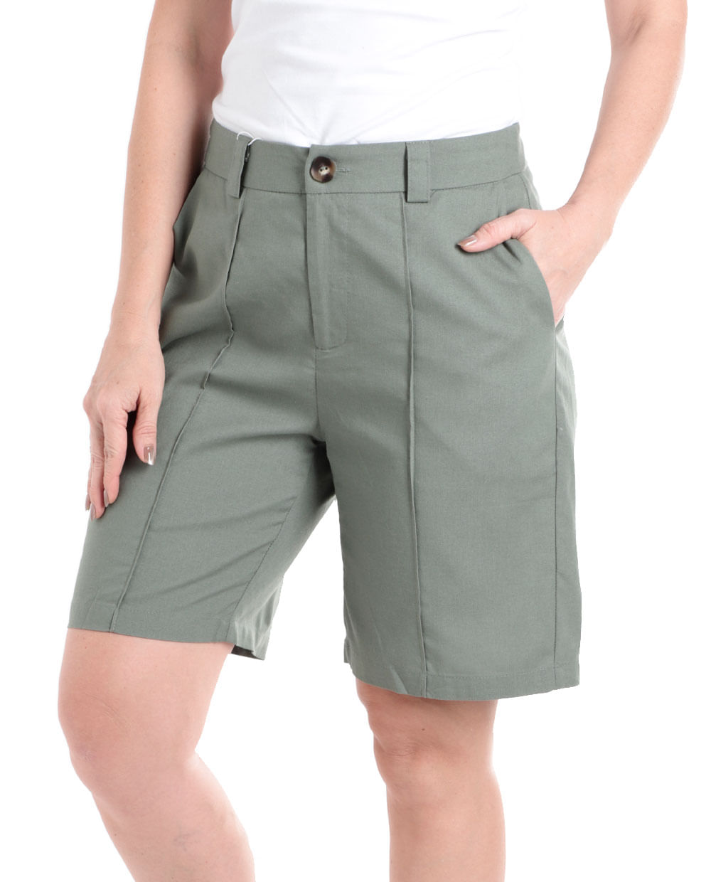 Short Nicolle casual verde de cintura alta para mujer - Siman Guatemala