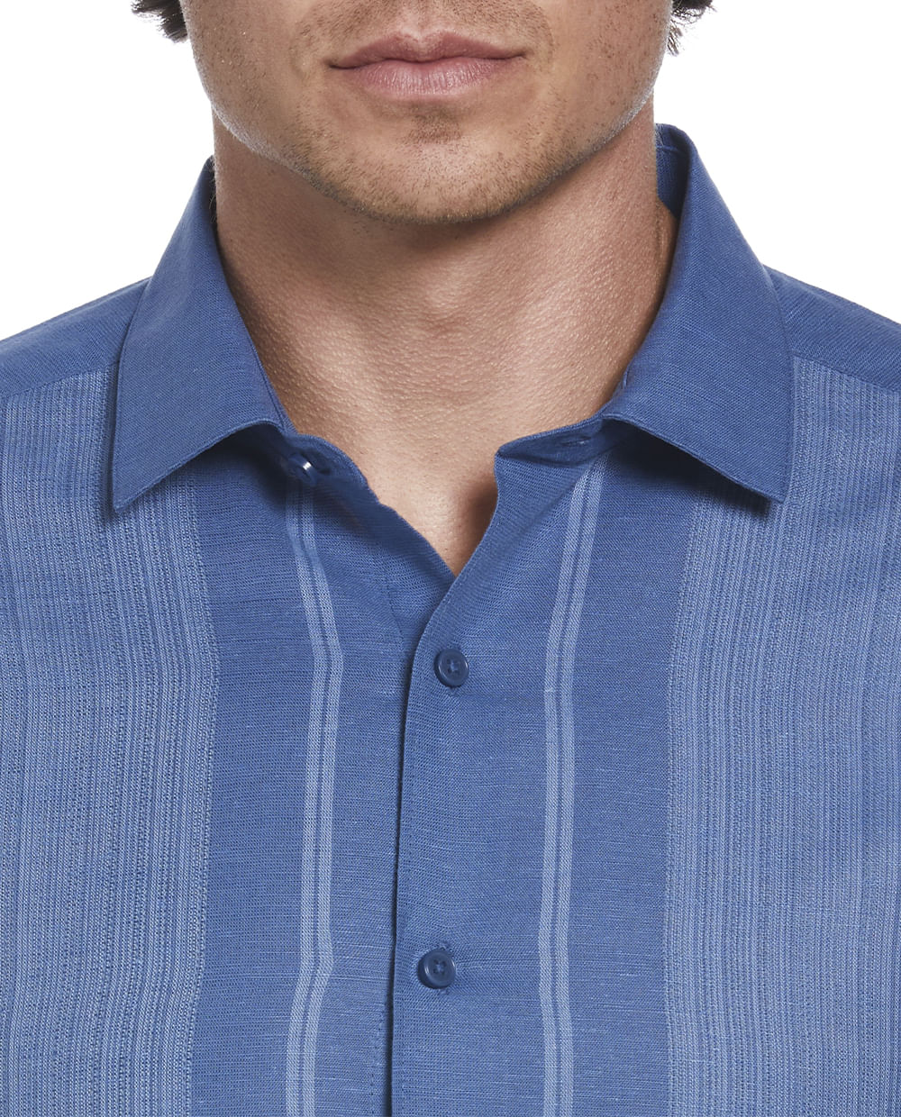 Guayabera de lino Cubavera regular fit azul rayada para hombre - Siman ...