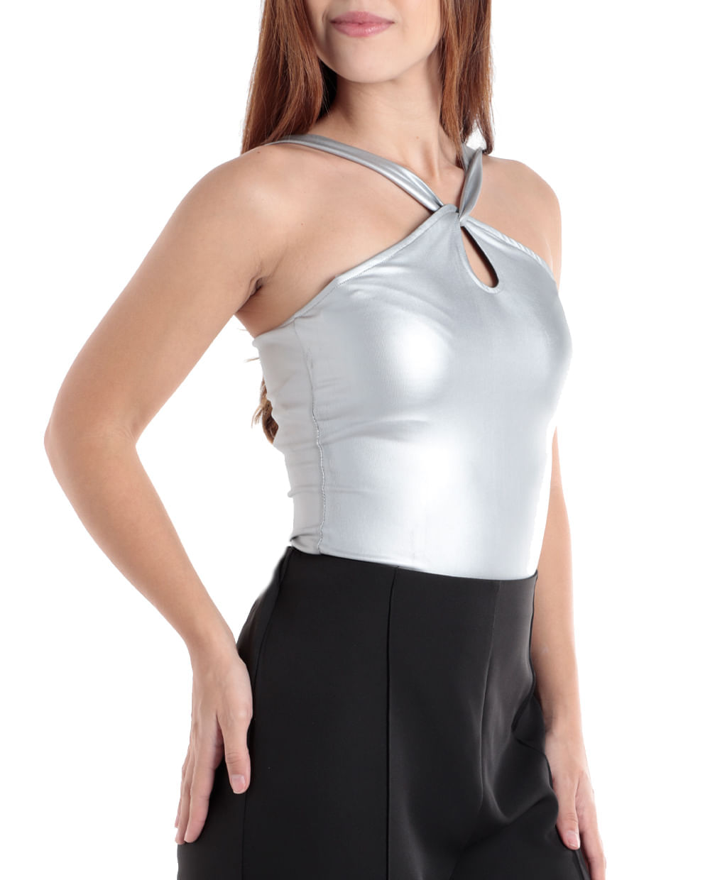 Bodysuit Unexpected plateada sin mangas para mujer - Siman Costa Rica