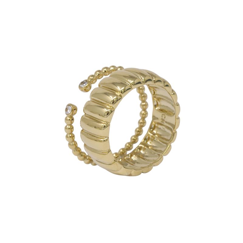 Set de 2 anillos de brass con baño de oro para mujer - Siman Guatemala
