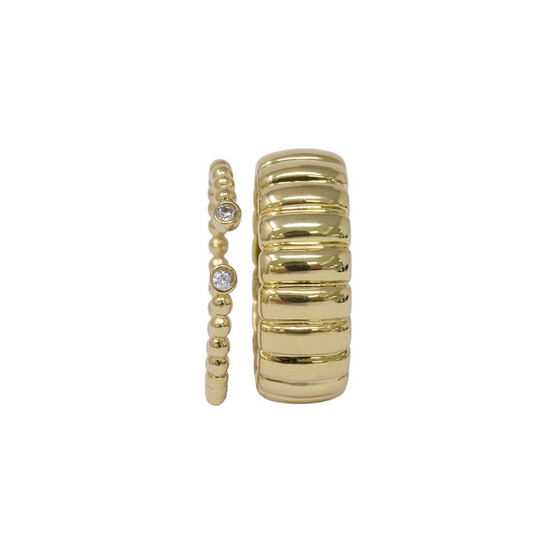 Set de 2 anillos de brass con baño de oro para mujer - Siman Guatemala