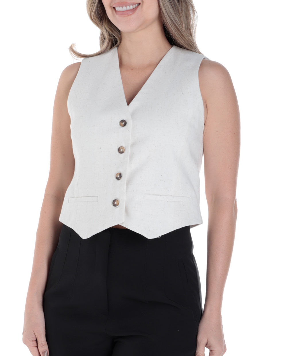 Chaleco Sabrina beige para mujer - Siman Guatemala