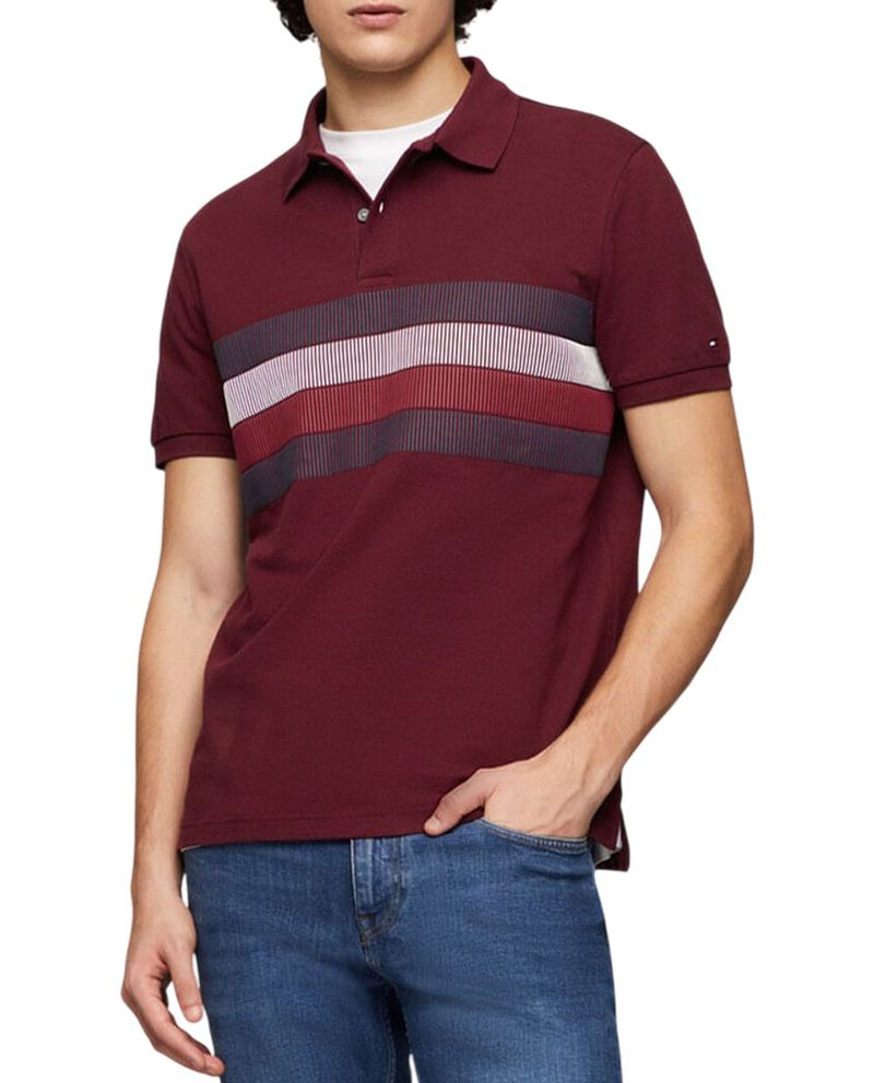 Camisa polo Tommy Hilfiger slim fit color vino estampada para hombre ...