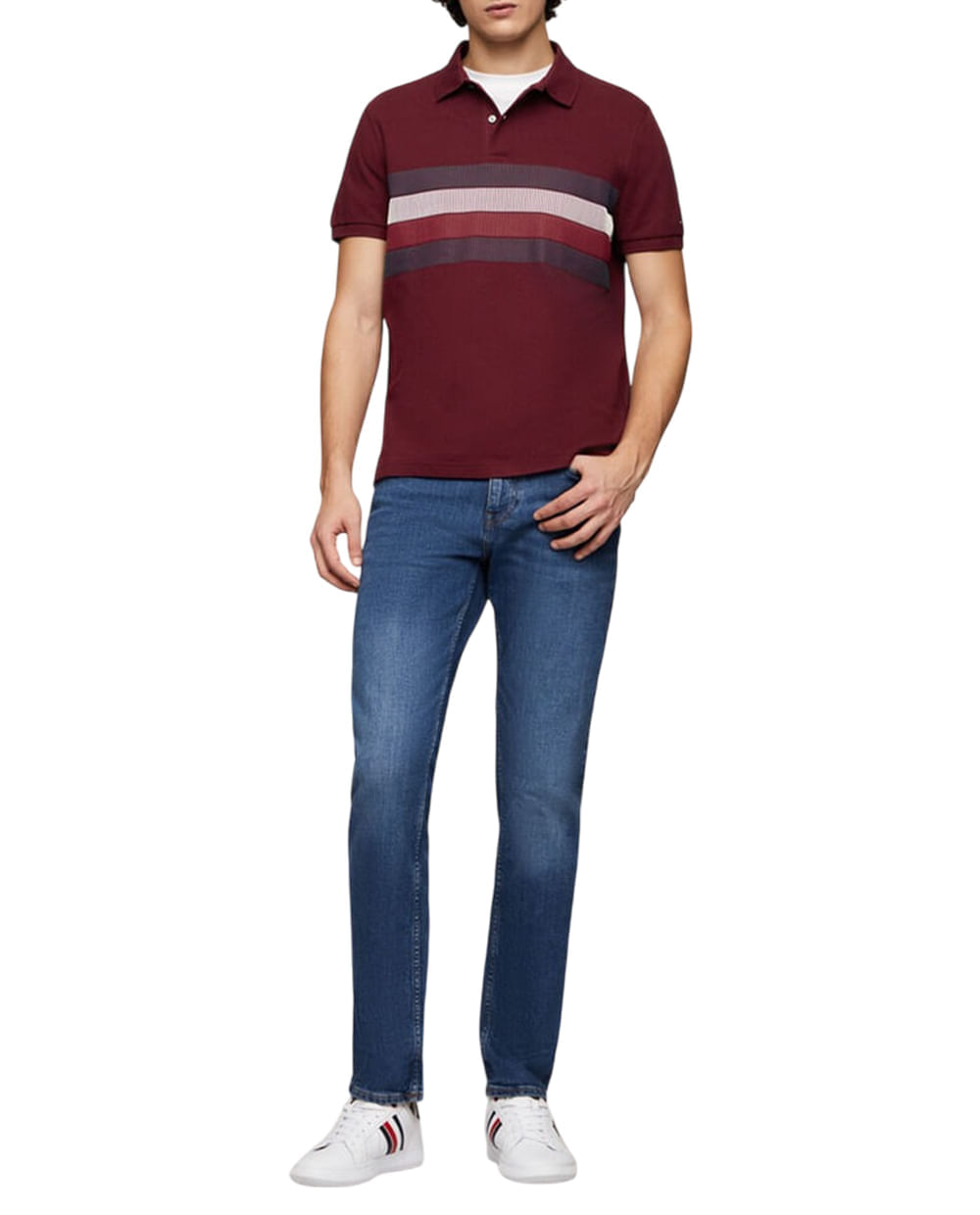 Camisa polo Tommy Hilfiger slim fit color vino estampada para hombre ...