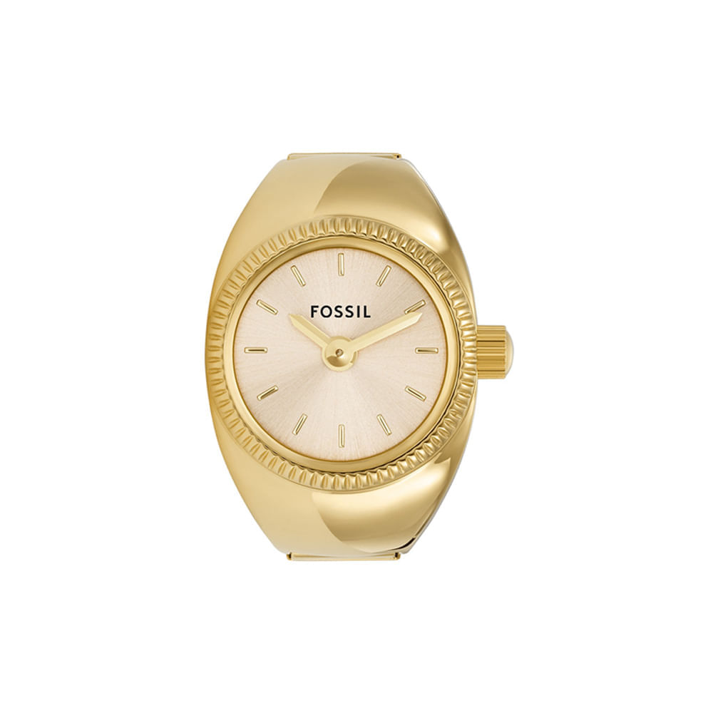 Reloj anillo Fossil análogo de acero inoxidable dorado para mujer ...