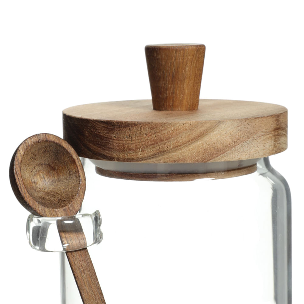 Set de canister de cristal y cuchara 9x17.5 cm - Siman El Salvador