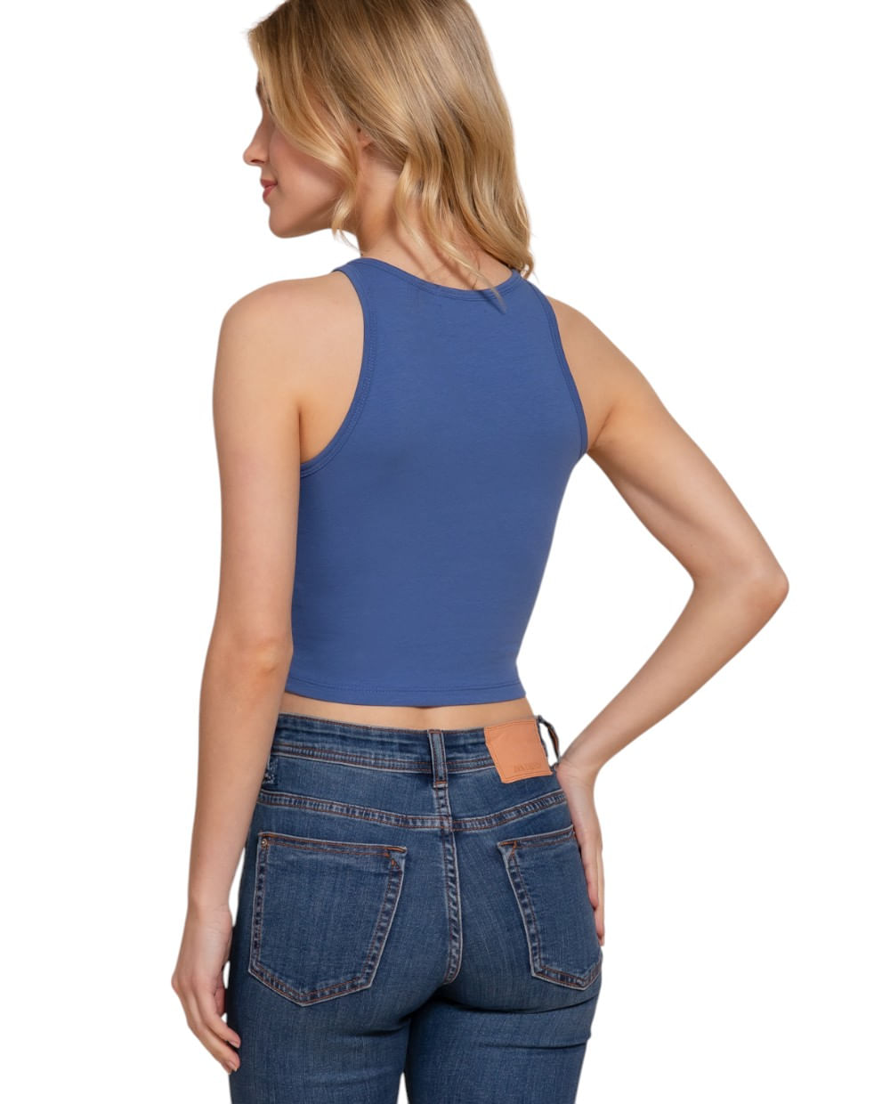 Blusa Active Basic crop top azul sin mangas para mujer - Siman El Salvador