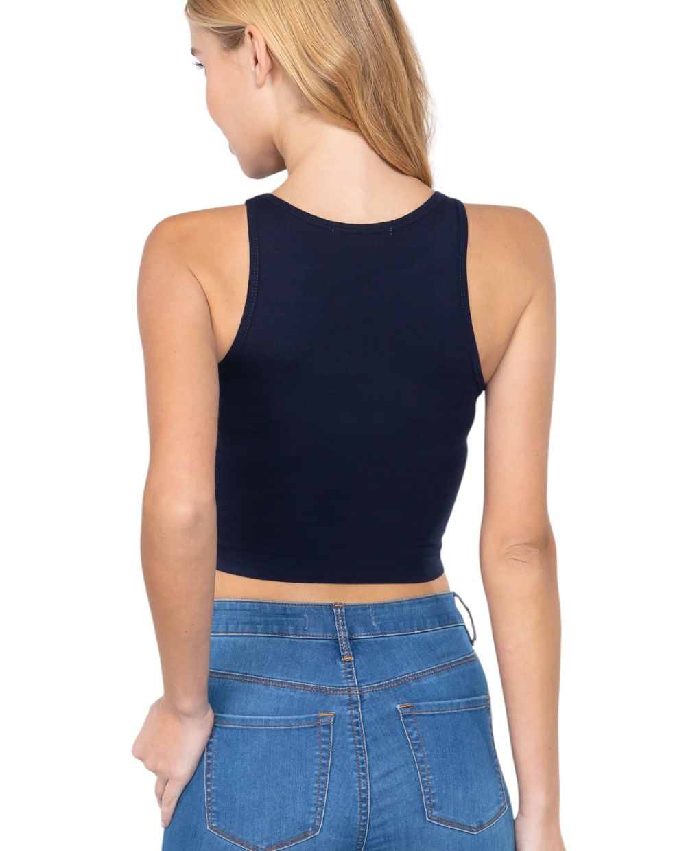 Blusa Active Basic crop top azul sin mangas para mujer - Siman El Salvador