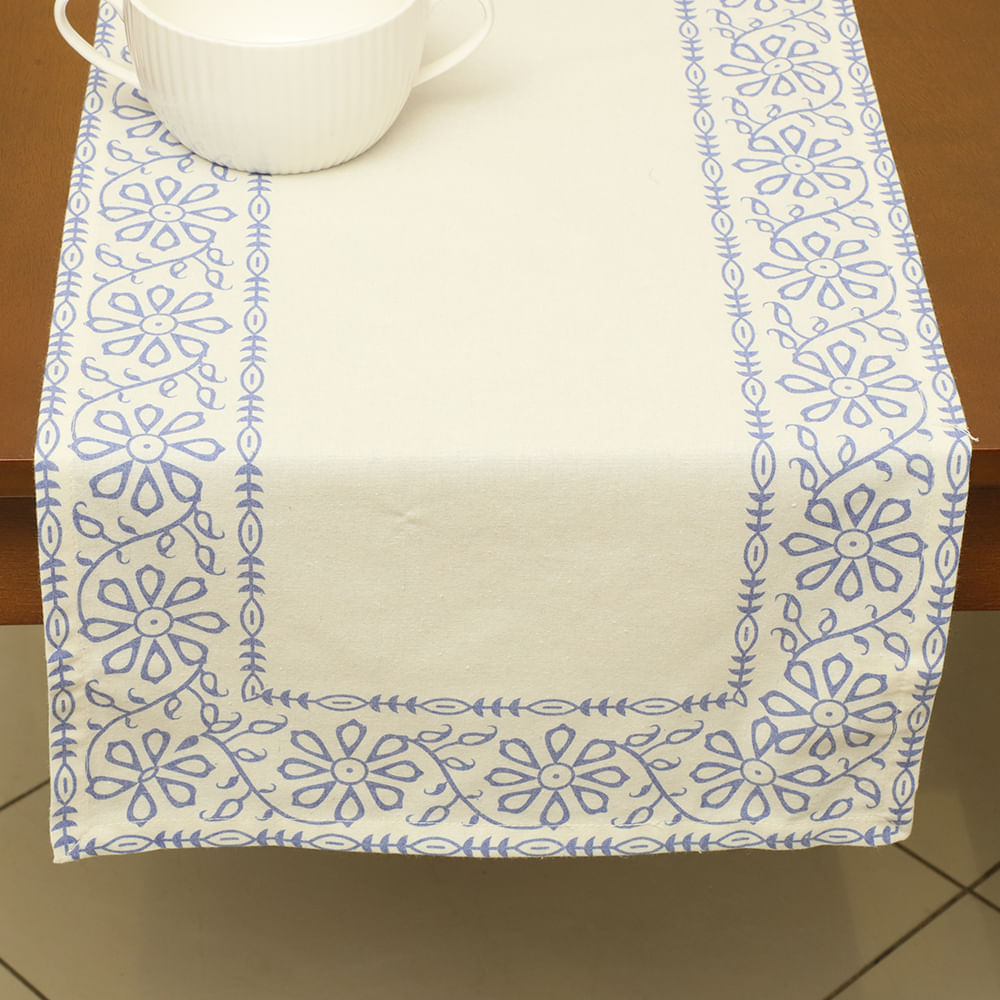 Camino de mesa 2pc borde estampado azul - Siman Costa Rica