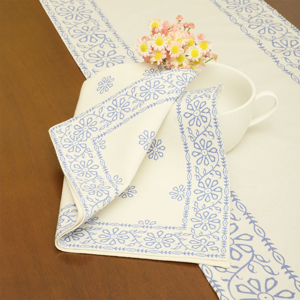 Camino de mesa 2pc borde estampado azul - Siman Costa Rica