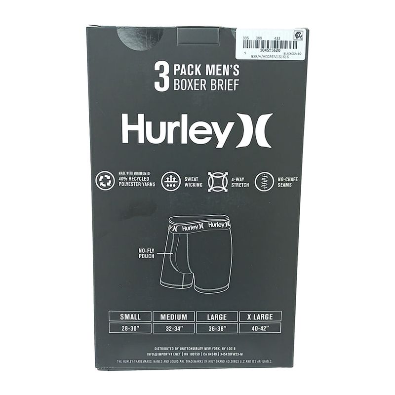 Pack de 3 boxers briefs Hurley multicolor para hombre - Siman Costa Rica