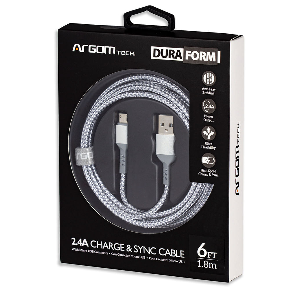 Cable USB-A a micro USB trenzado 1.8mt blanco - Siman El Salvador